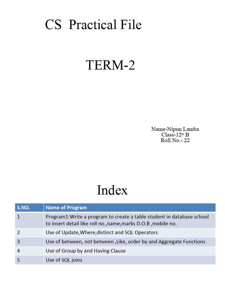 CS Practical File Term-2 | PDF