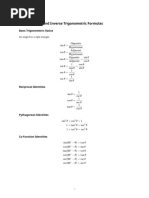 Trigonometry Formulas for Classes 9-12 | PDF