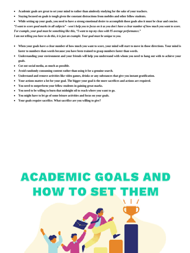 Academic Goals Are Great To Set Your Mind To Rather Than Aimlessly ...