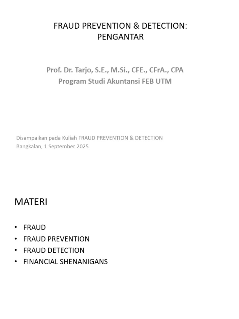 Fraud Prevention & Detection - Pengantar | PDF