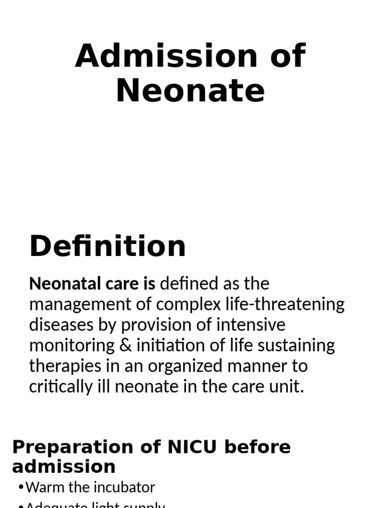 Admission of Neonate | PDF | Neonatal Intensive Care Unit | Breastfeeding
