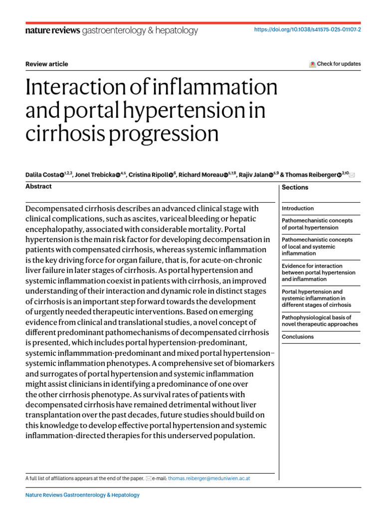 Inflammation and Portal Hypertension in Cirrhosis | PDF | Cirrhosis ...