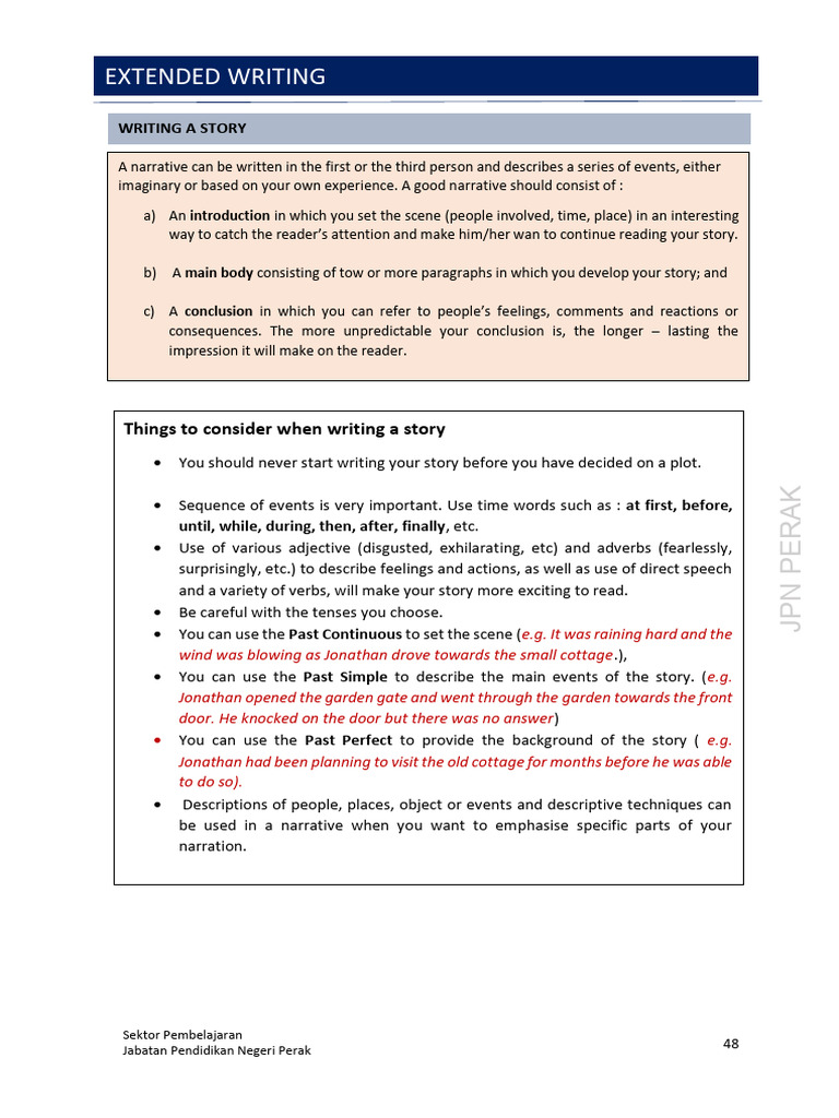 Writing A Story | PDF | Linguistics | Syntax