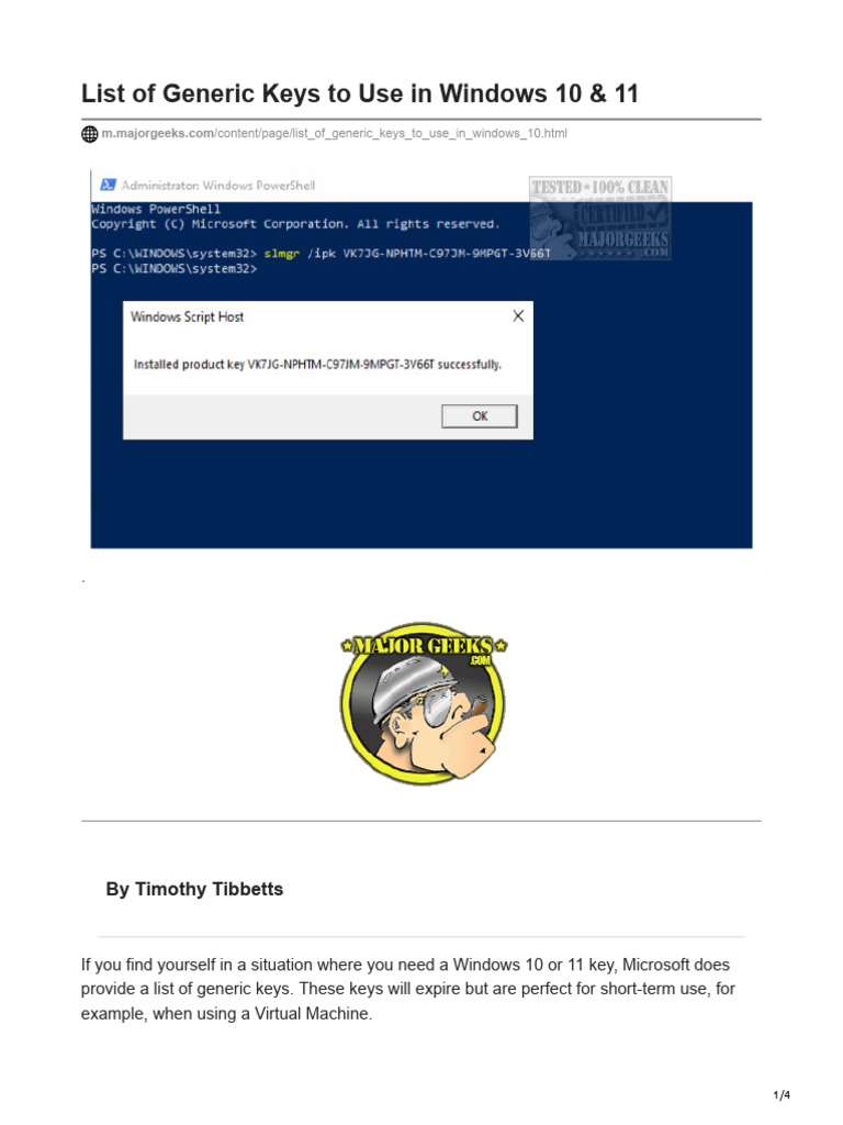 Generic Windows 10 & 11 Product Keys | PDF | Windows 10 | Microsoft Windows