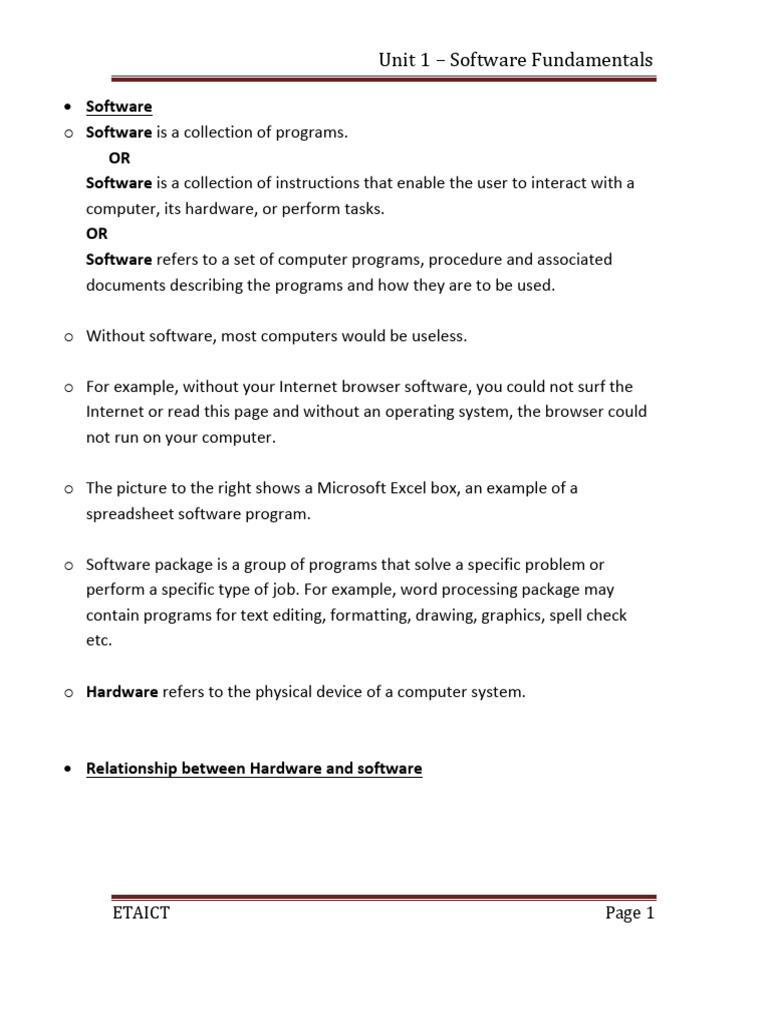Unit 1 - Software Fundamentals | PDF | Client–Server Model | Operating System