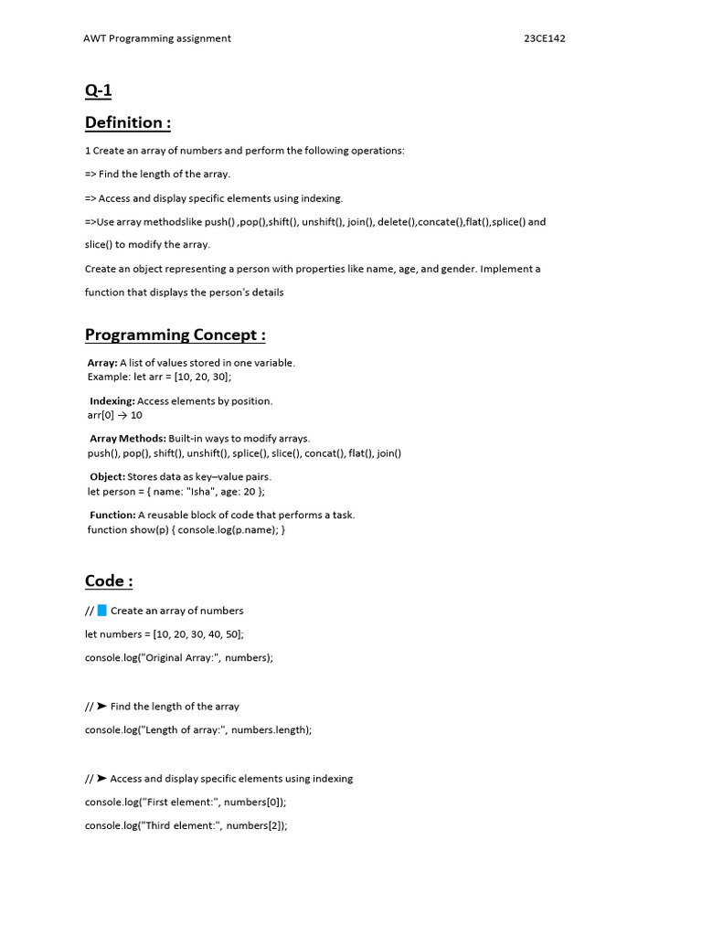 23CE142 - Programming Assignment | PDF | Computer Engineering | Computing