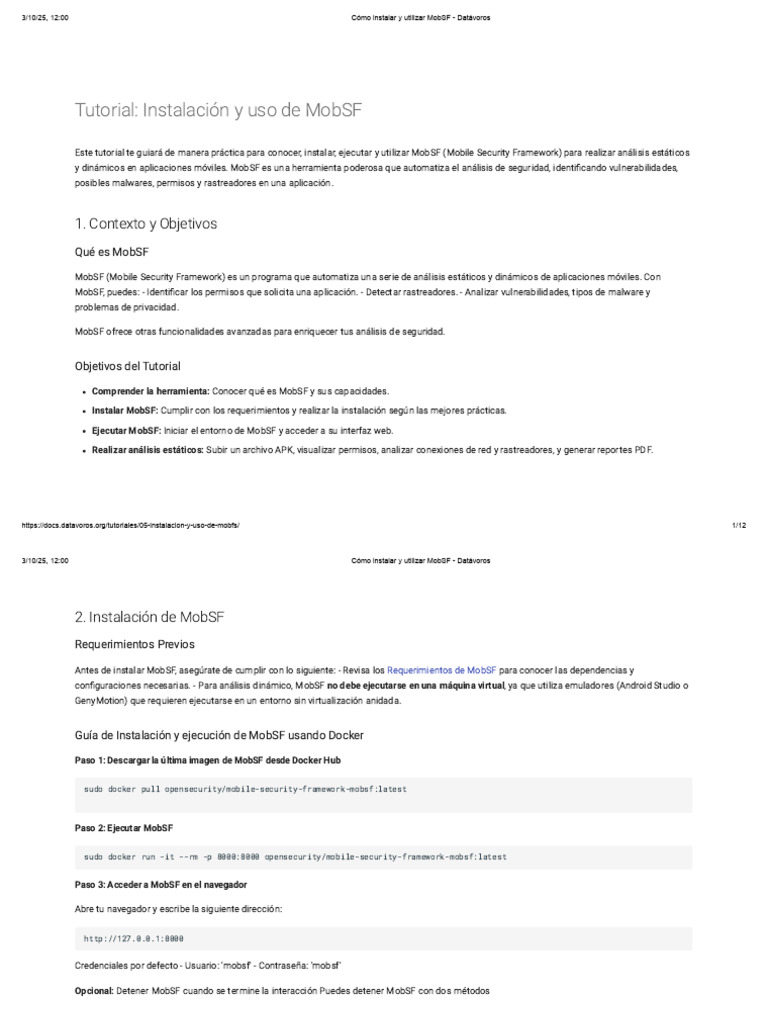 Guía de instalación y uso de MobSF | PDF | Aplicación movil ...