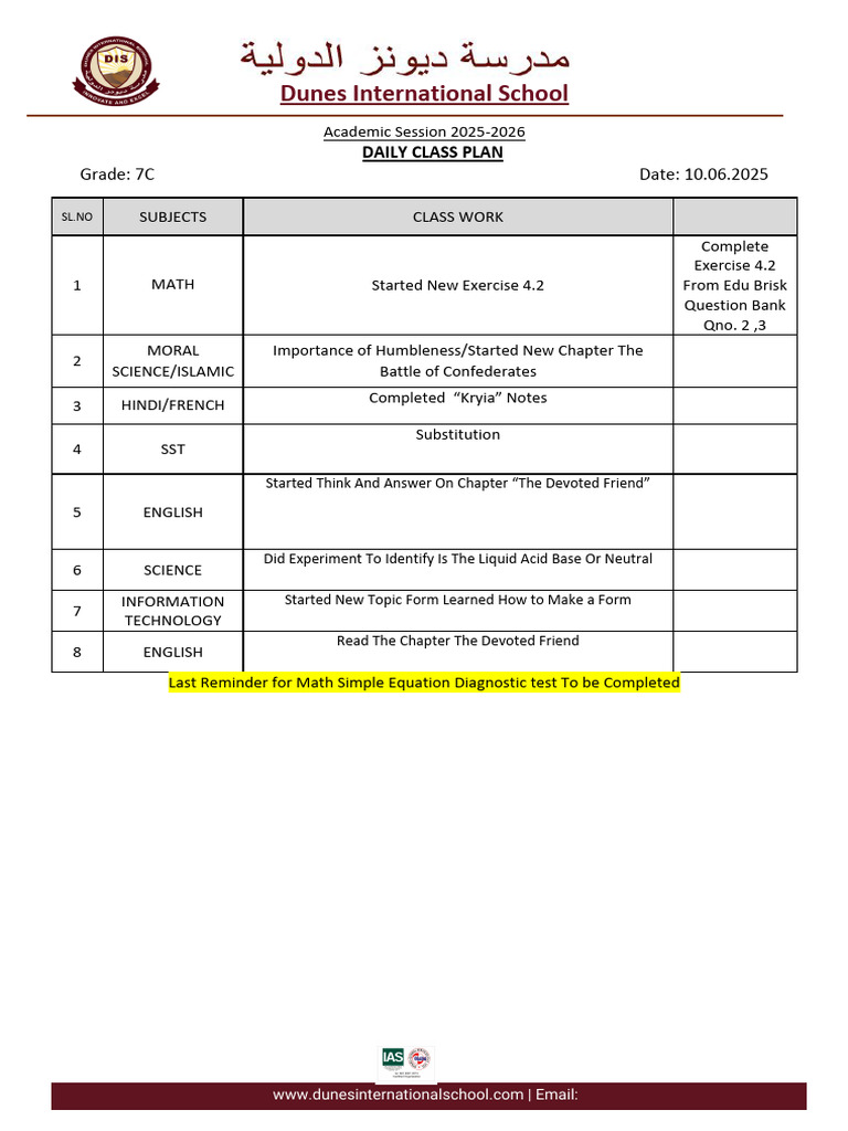 7C DCP Tuesday 10.06.2025 | PDF