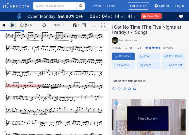 I Got No Time (The Five Nights at Freddy's 4 Song) Sheet Music For ...