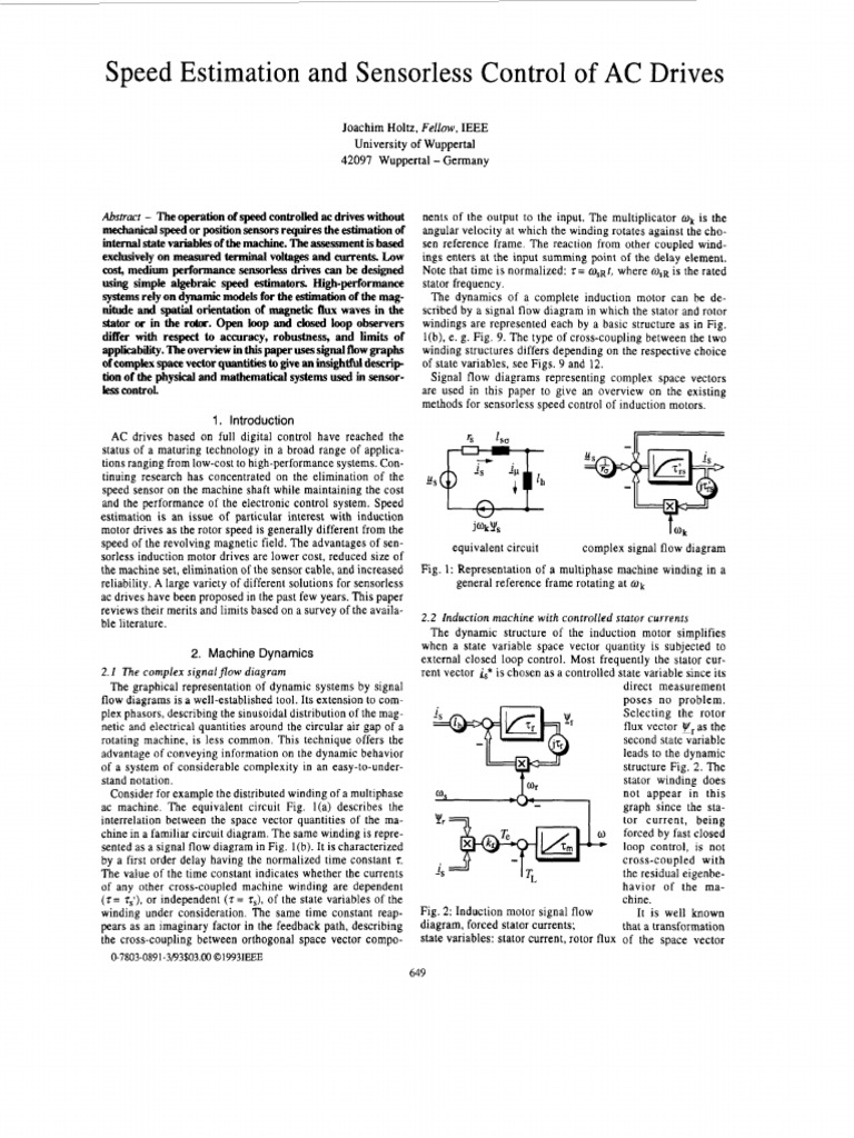 Sensorless Control of AC Drives Explained | PDF | Electric Motor ...