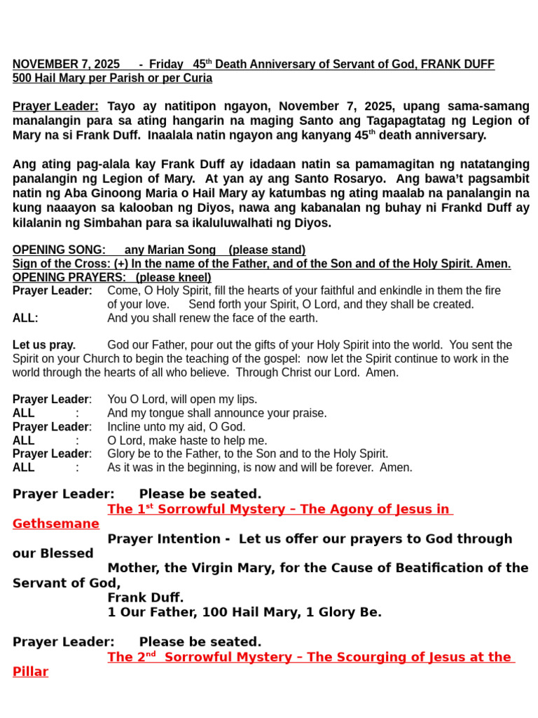 Prayer for Frank Duff's Beatification | PDF | Mary, Mother Of Jesus | Mercy