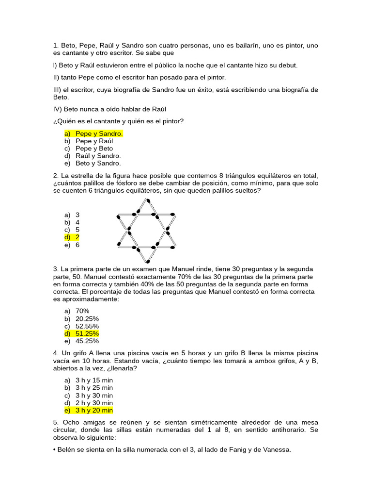 Simulacro RM Seleccion IV | PDF