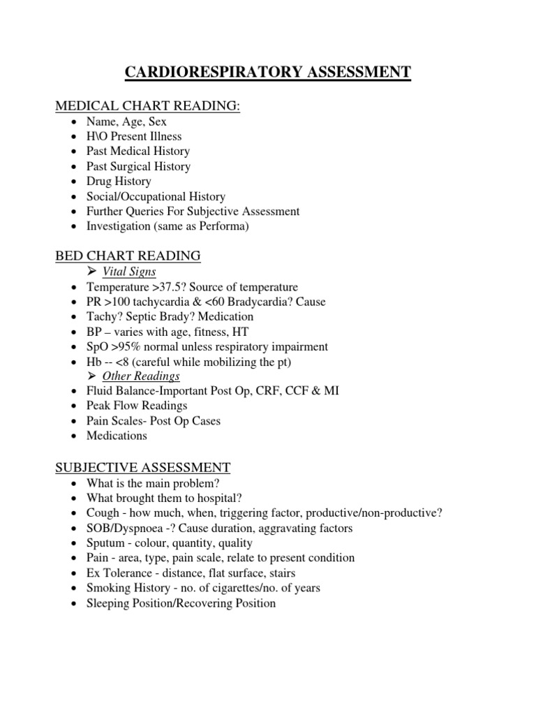 Cardiorespiratory Assessment Guide | PDF | Thorax | Lung