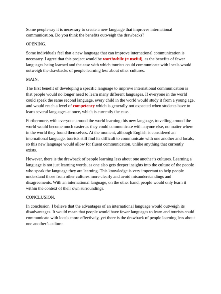 Benefits of a Universal Language | PDF