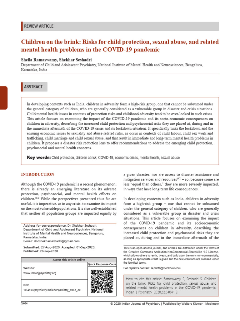 Children On The Brink Risks For Child Protection,.17 | PDF | Child ...
