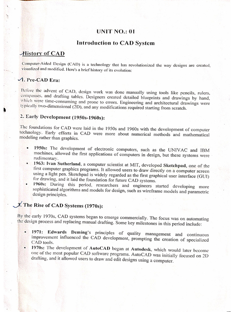 Unit 1 - Introduction To CAD System | PDF