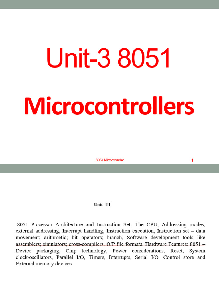 UNIT III Introduction To Microcontroller | PDF | Microcontroller | Microprocessor