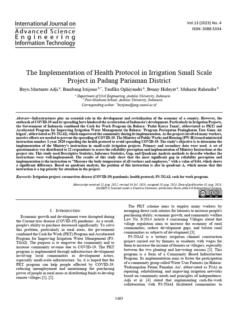 Health Protocols in Irrigation Projects | PDF | Likert Scale ...