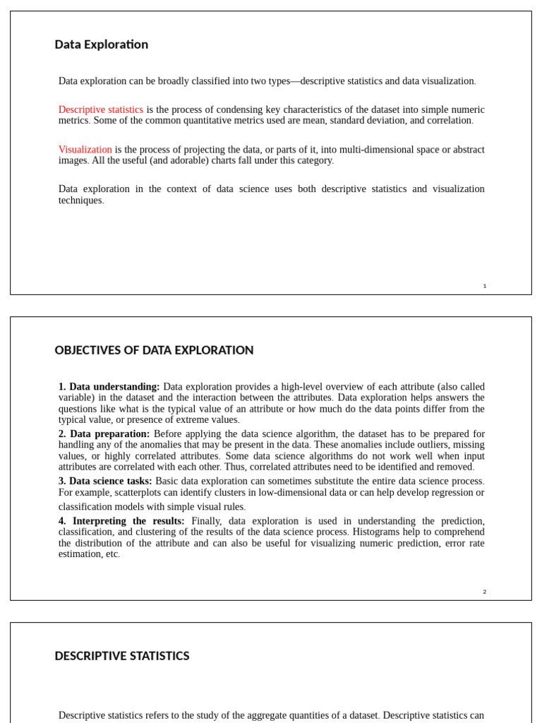 T03 IDS Data Exploration Univariate and Multivariate Statistics | PDF ...