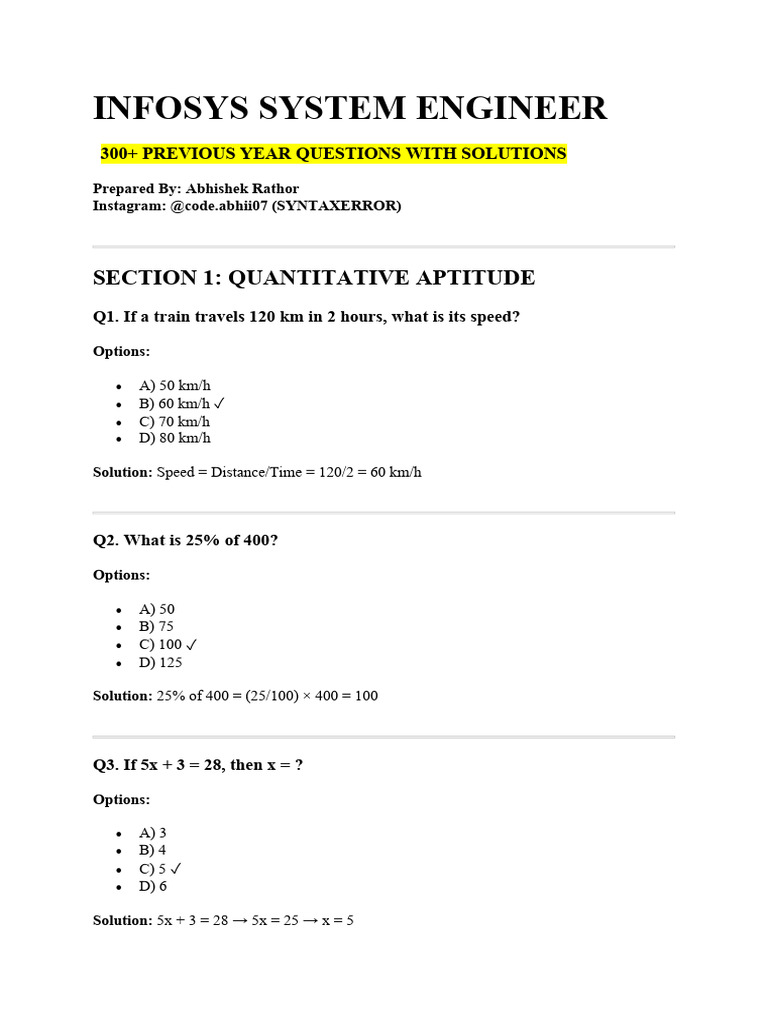 Infosys System Engineer Exam Guide | PDF | Method (Computer Programming ...