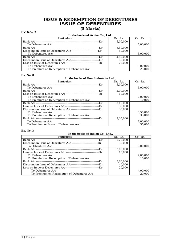 Issue Redemption Of Debentures Pdf Interest Banks