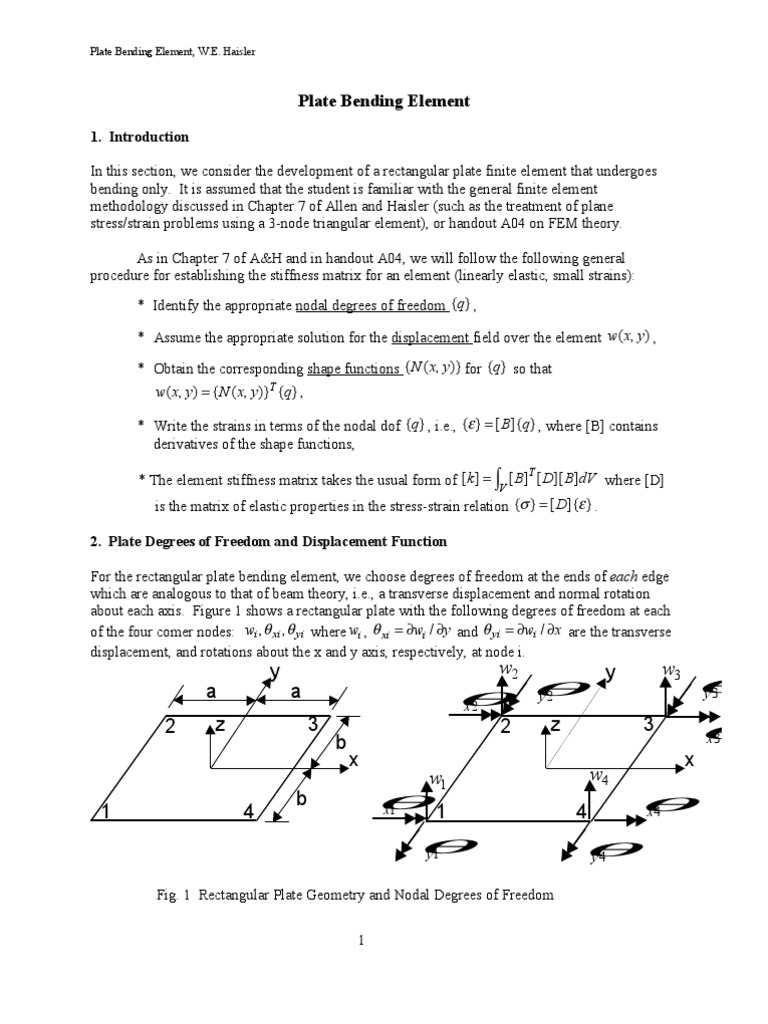 A06 Plate Bending Element With Fonts | PDF | Finite Element Method ...