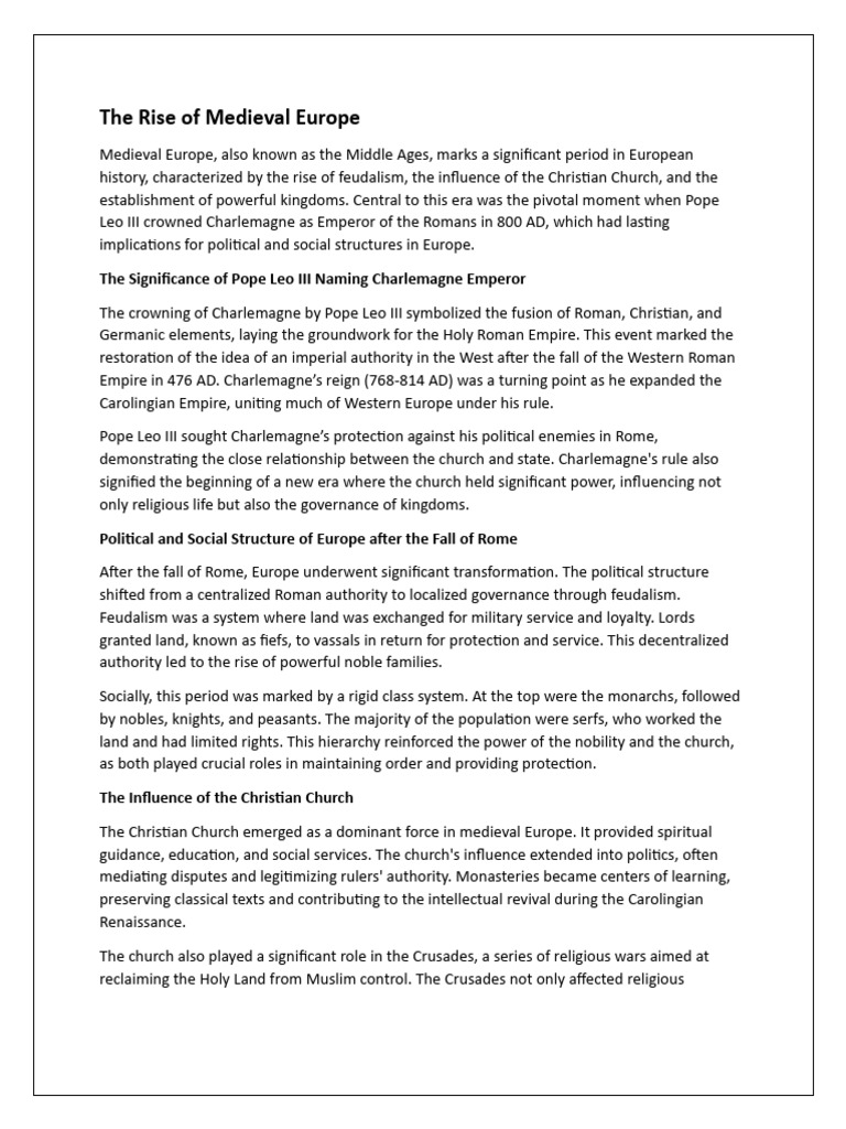 The Rise of Medieval Europe | PDF | Middle Ages | Charlemagne