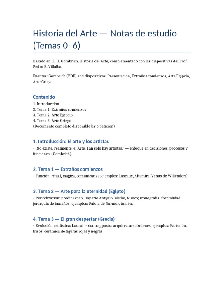 Gombrich Temas1-6 NotasEstudio ConDiapositivas Short | PDF