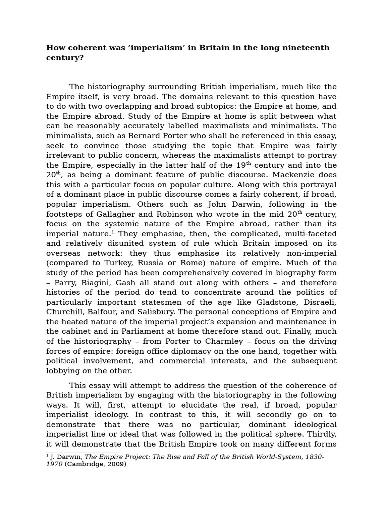How Coherent Was Imperialism' in Britain in The Long Nineteenth Century ...