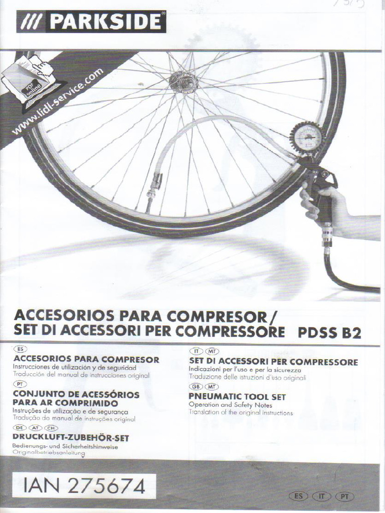 Manual Accesorios Compresor Parkside Lidl (1315) | PDF