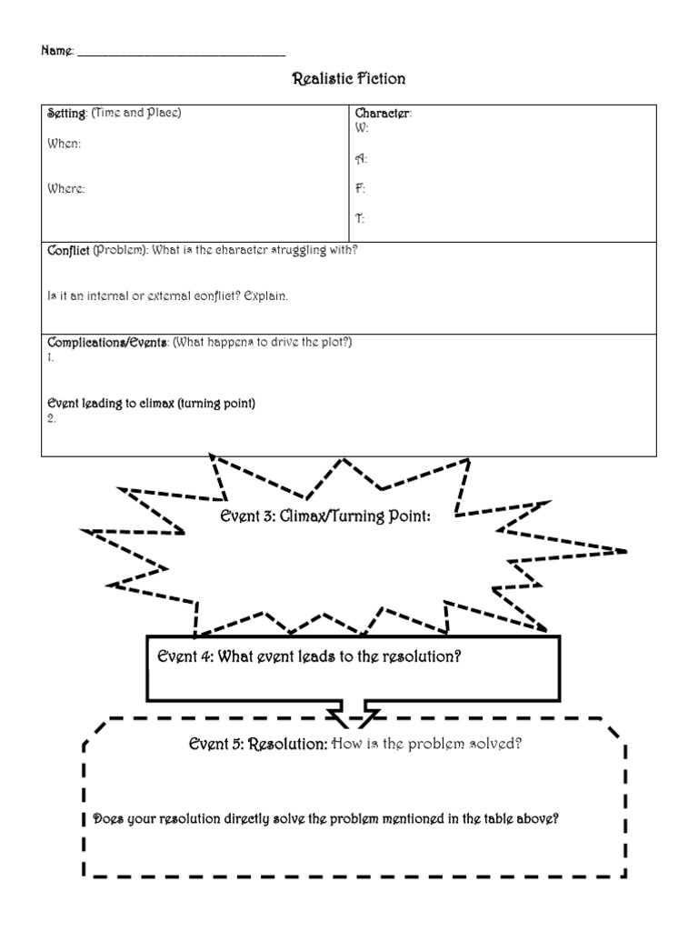 Realistic Fiction Story Outline Template | PDF