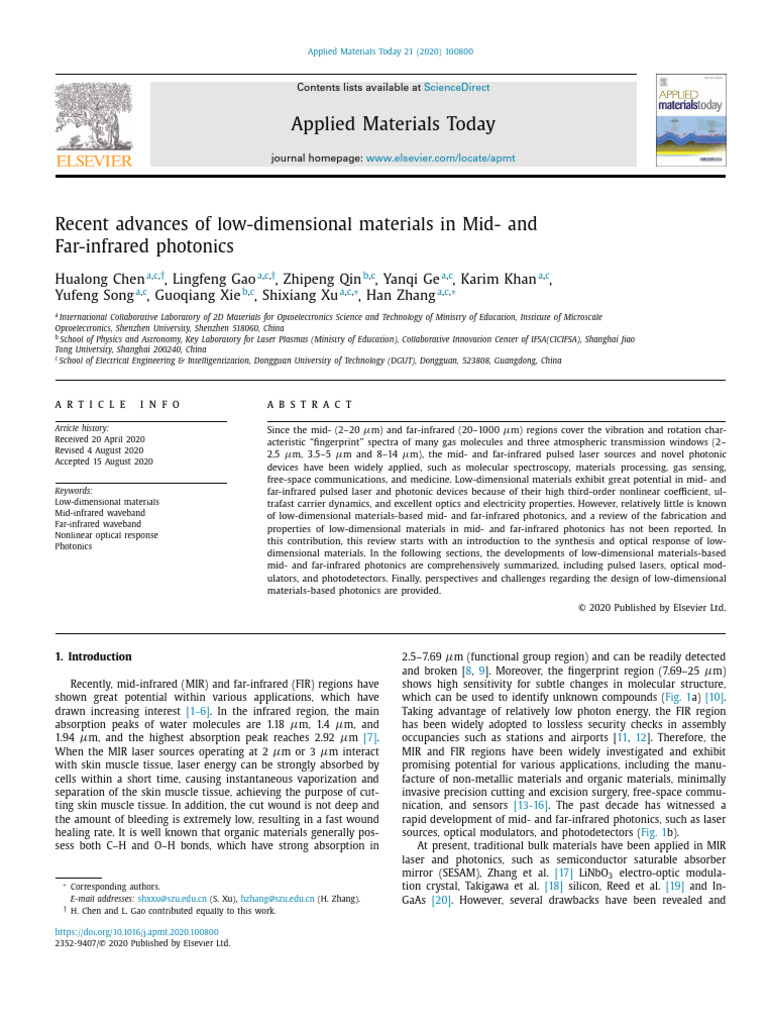 Recent Advances of Low-Dimensional Materials in Mid - and Far-Infrared ...