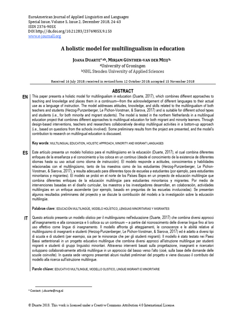 A Holistic Model For Multilingualism in Education | PDF | Multilingualism | Pedagogy