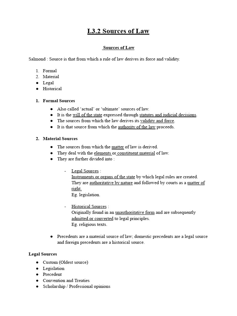 I.3.2 Sources of Law | PDF | Precedent | Sources Of Law