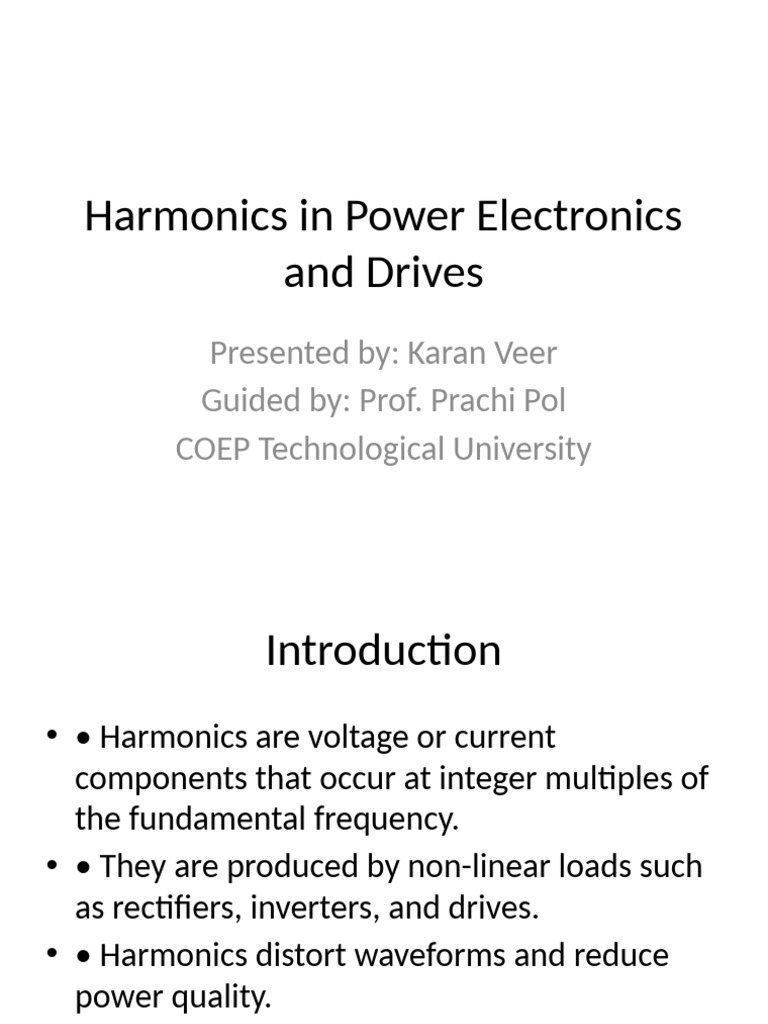Harmonics in Power Electronics and Drives Presentation | PDF