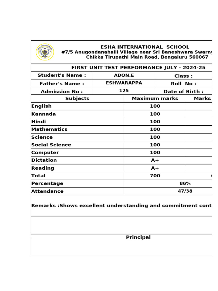 5th Class Marksheet Format 2024-25 | PDF | Science | Inquiry