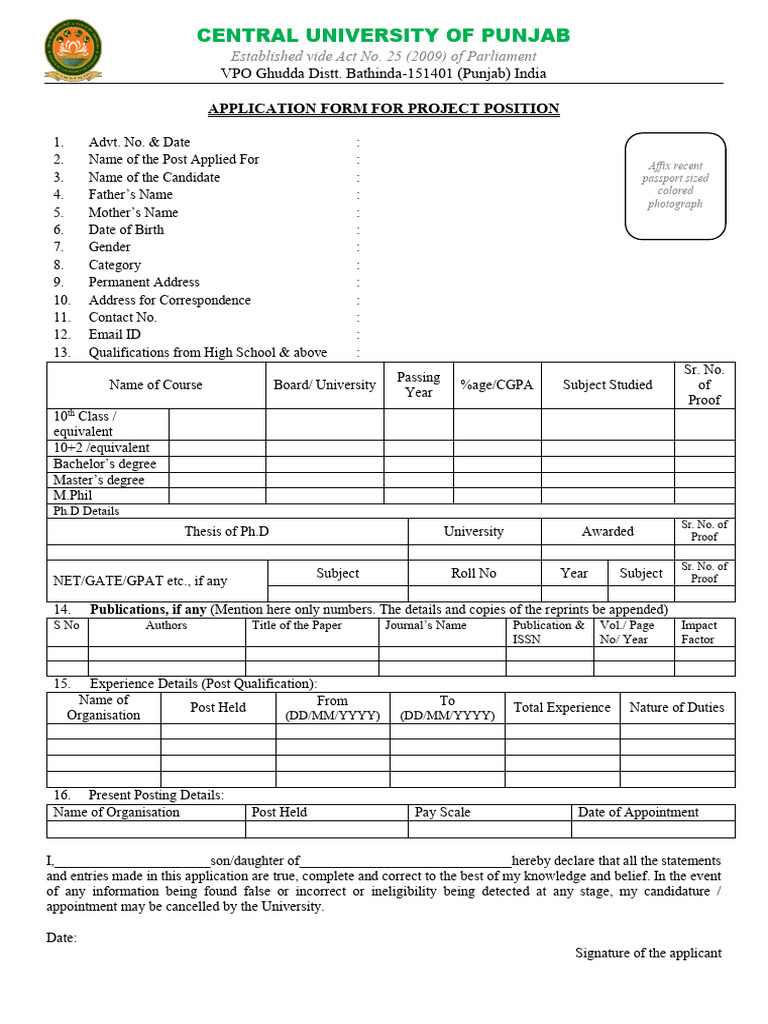 Final Application Form (1) - 0 | PDF | Doctor Of Philosophy