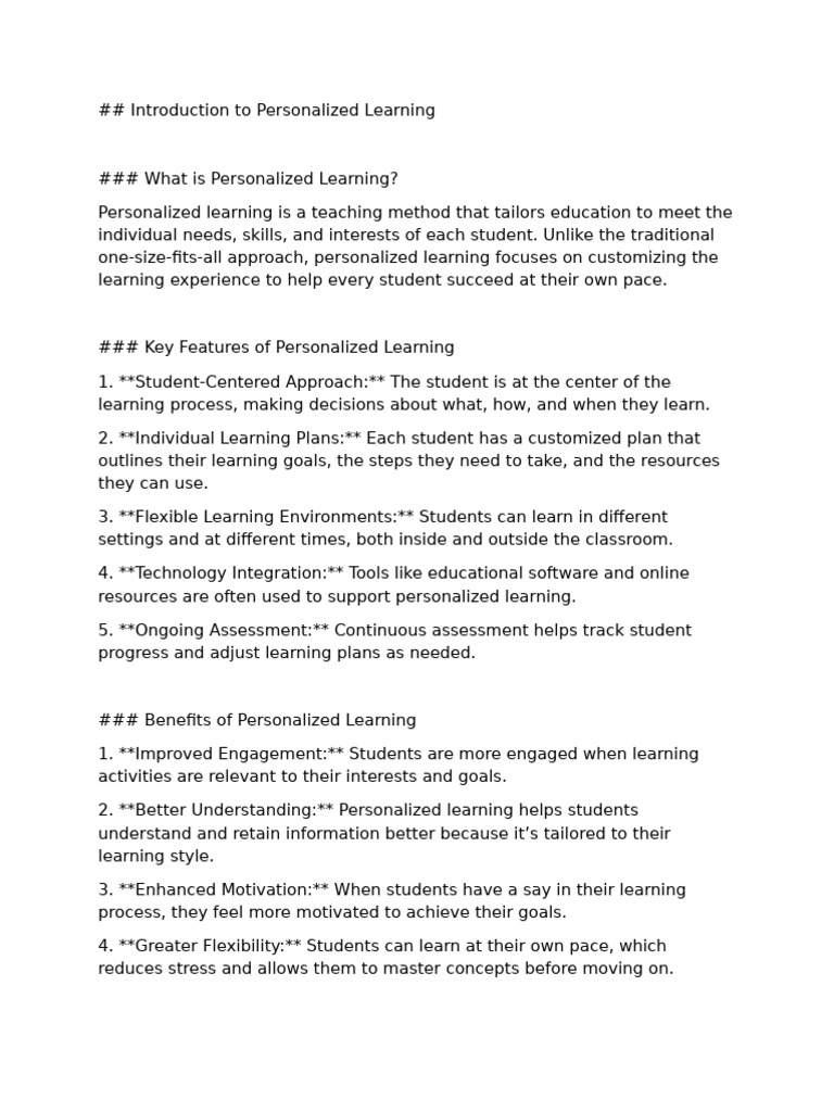 Introduction To Personalized Learning... I | PDF | Learning | Learning ...