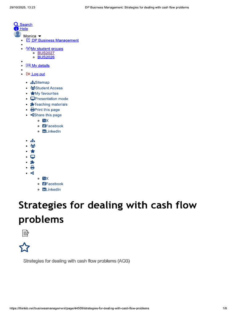 Strategies For Dealing With Cash Flow Problems | PDF