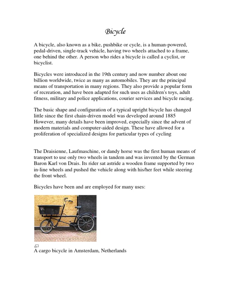Bicycle | PDF | Road Vehicles | Land Vehicles