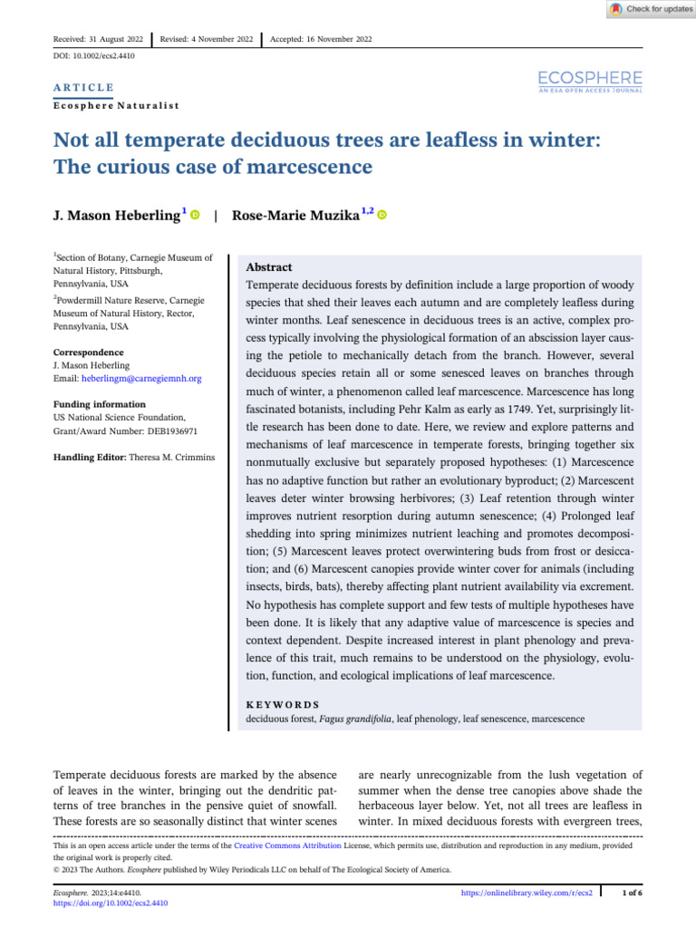 Ecosphere - 2023 - Heberling - Not All Temperate Deciduous Trees Are ...