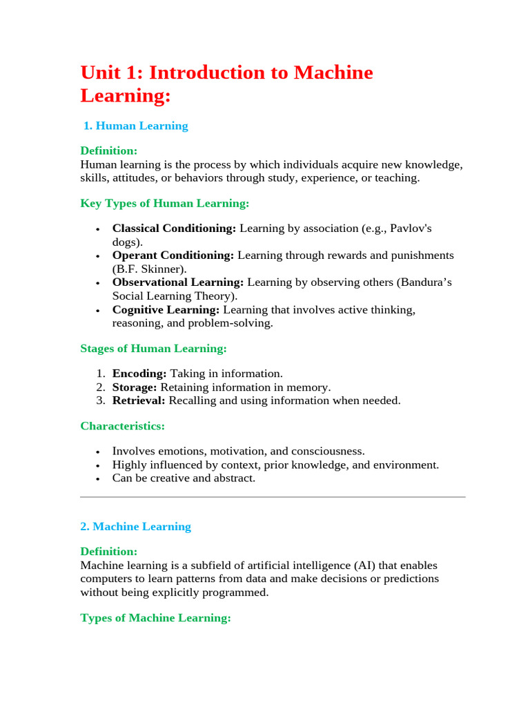 Human vs. Machine Learning Overview | PDF | Machine Learning | Learning