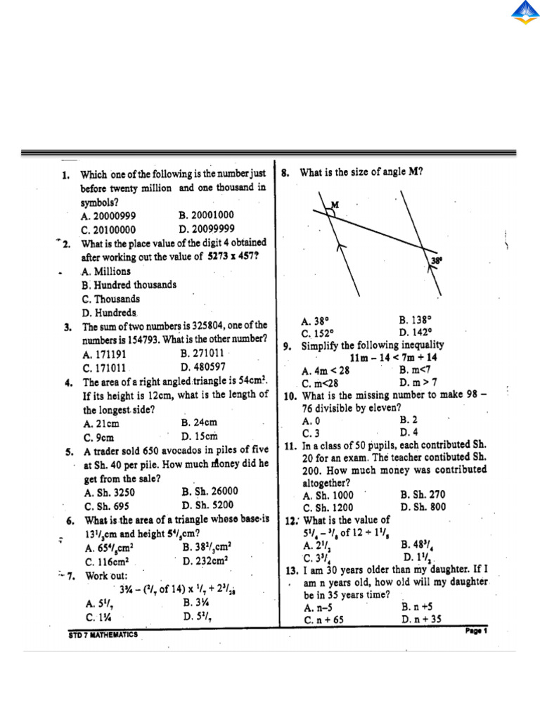 STD 7 Mathematics | PDF