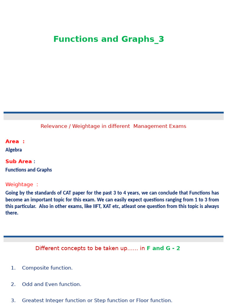 Functions Basics 3 CAT PPT | PDF | Function (Mathematics) | Interval (Mathematics)