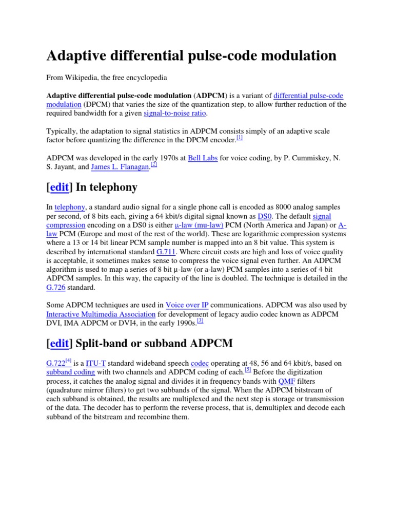 Adaptive Differential Pulse | PDF | Signal (Electrical Engineering) | Bit