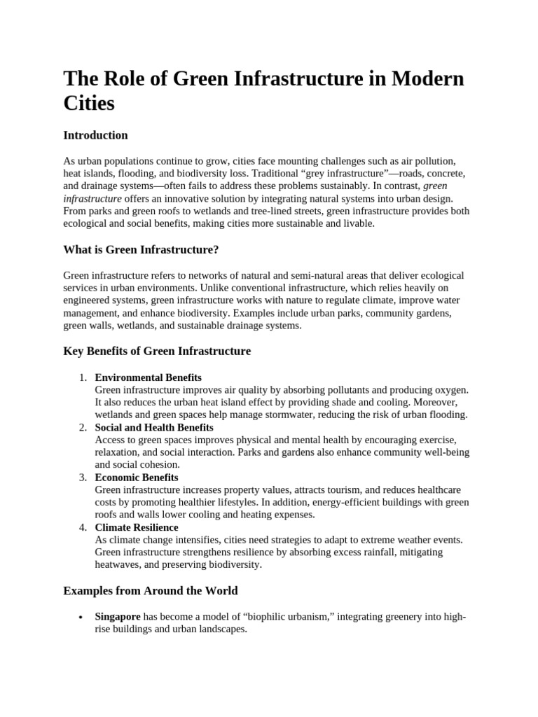 Green Infrastructure: Urban Sustainability Solutions | PDF | Green ...