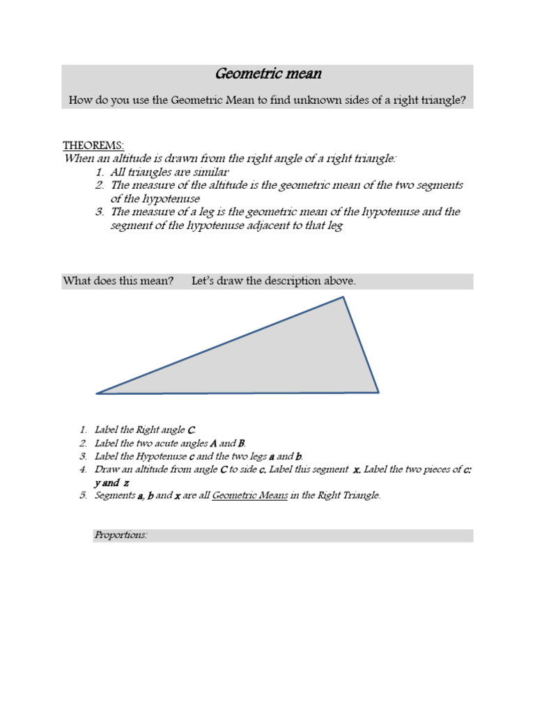 Geometric Mean Notes Worksheets | PDF | Euclid | Classical Geometry