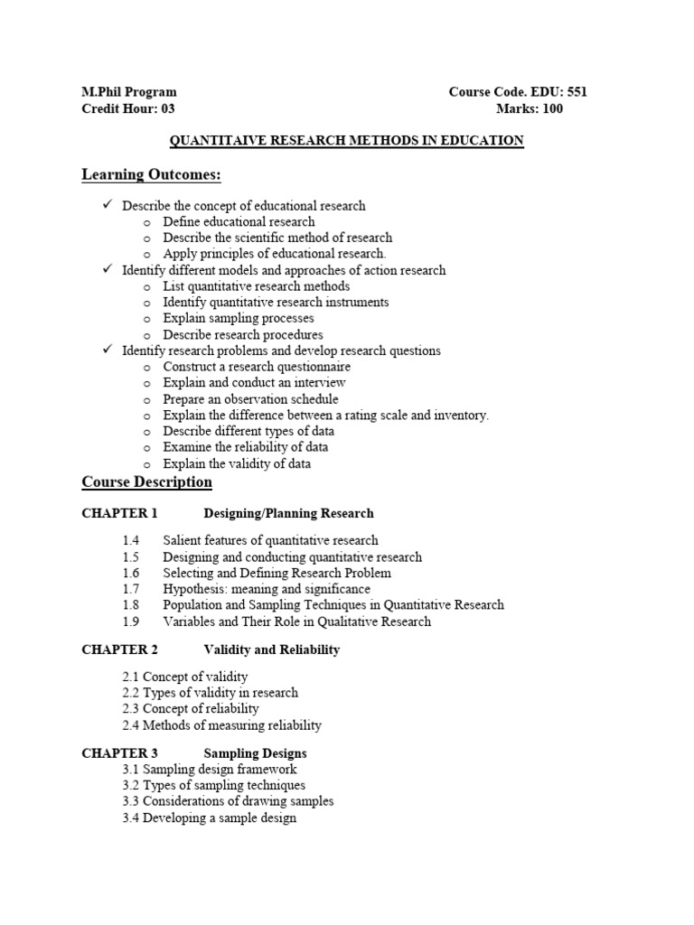 Quantitaive Research Methods in Education | PDF | Quantitative Research ...