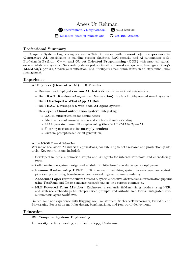 Anees Resume | PDF | Artificial Intelligence | Intelligence (AI ...