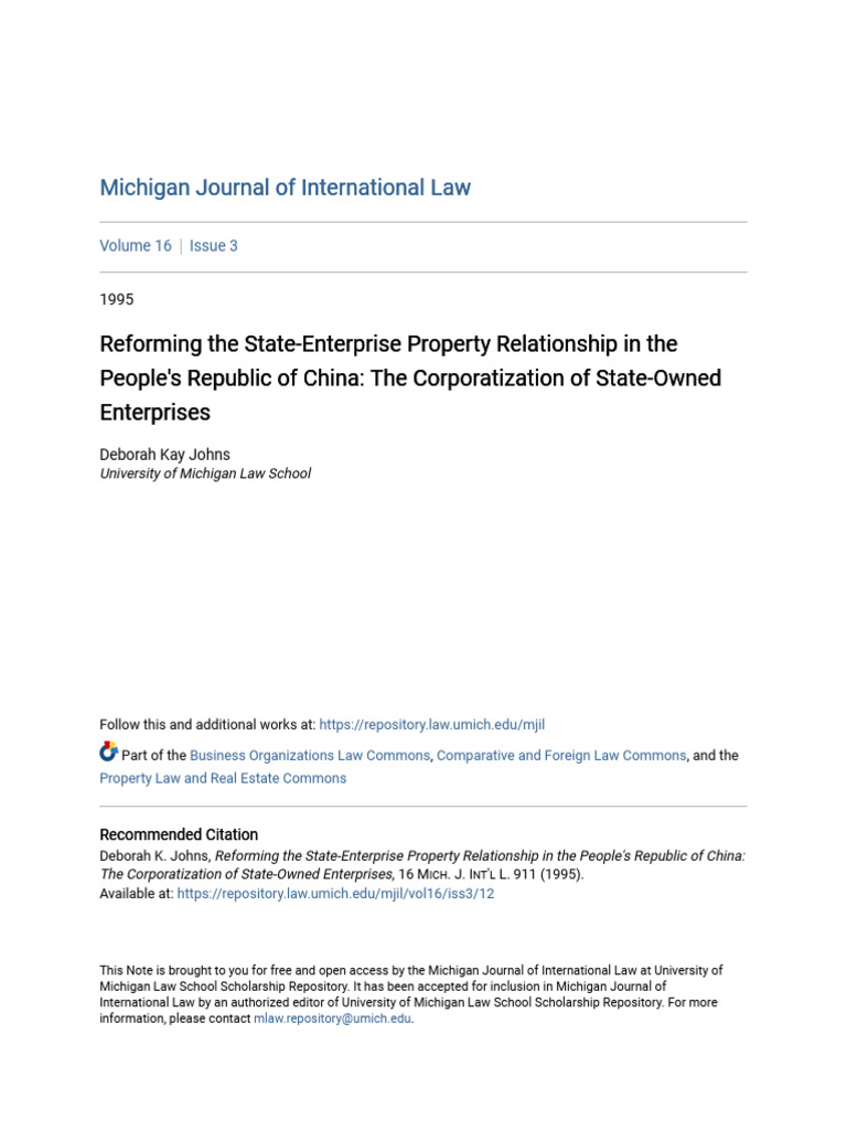 Reforming China's State-Owned Enterprises | PDF | State Owned ...